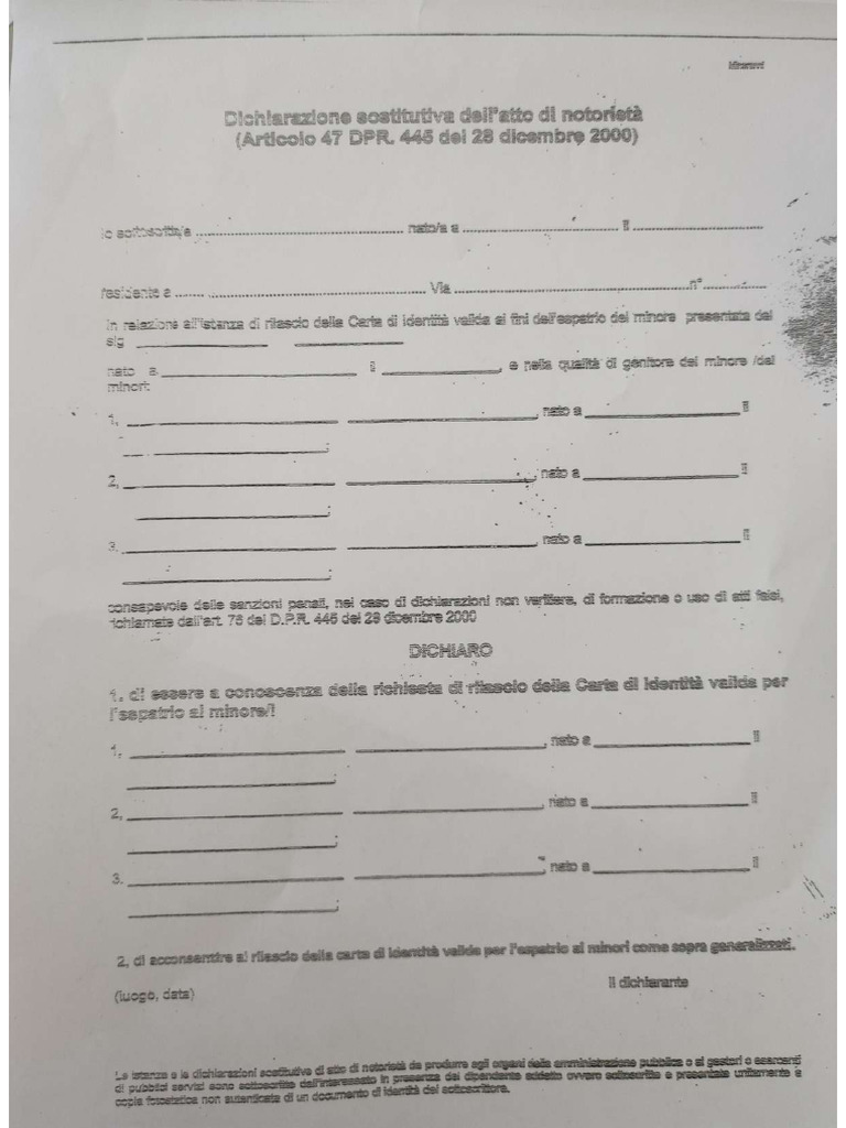 Dichiarazione Sostitutiva Dell Atto Di Notorieta | PDF