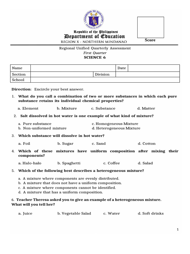 Science 6 - Final RUQA | PDF