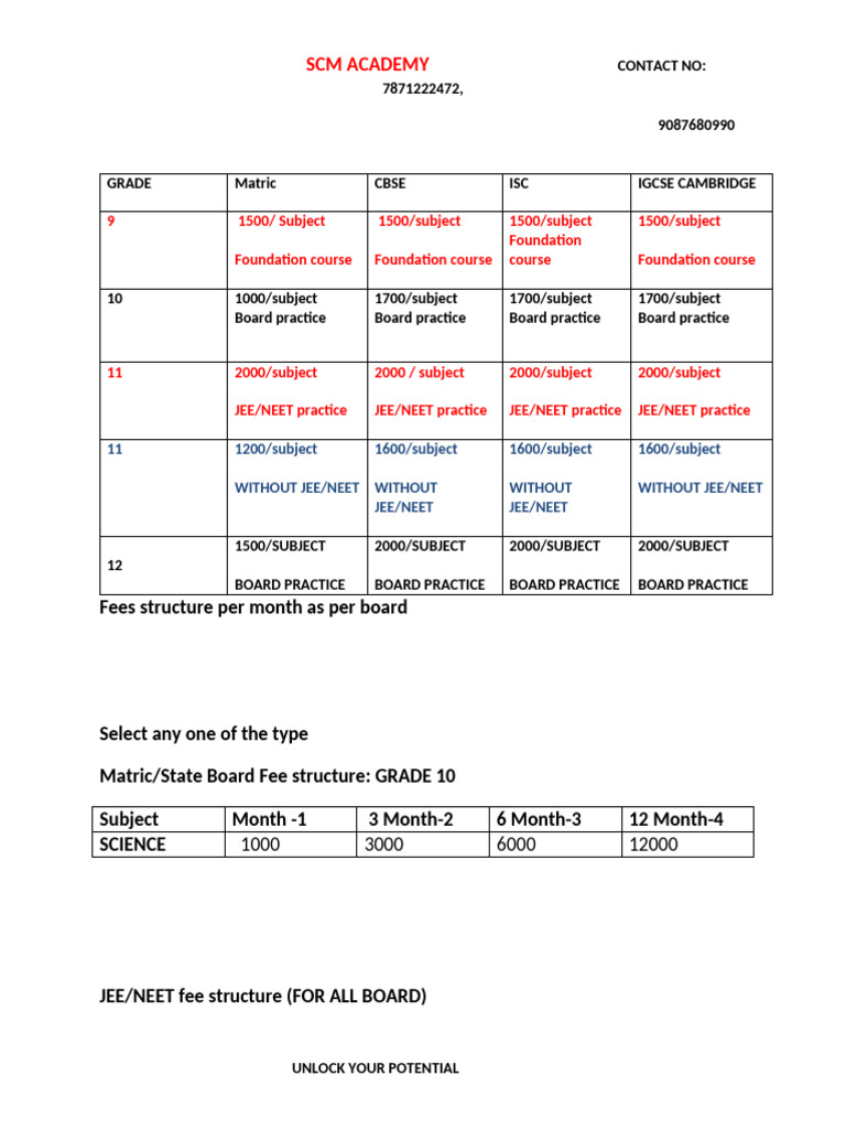 Fees Structure 1 | PDF
