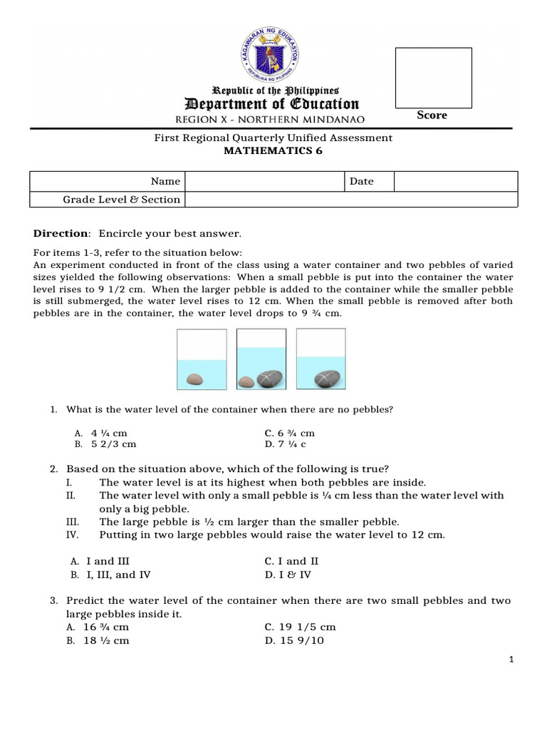 Math 6 Q1 Ruqa 2024 | PDF