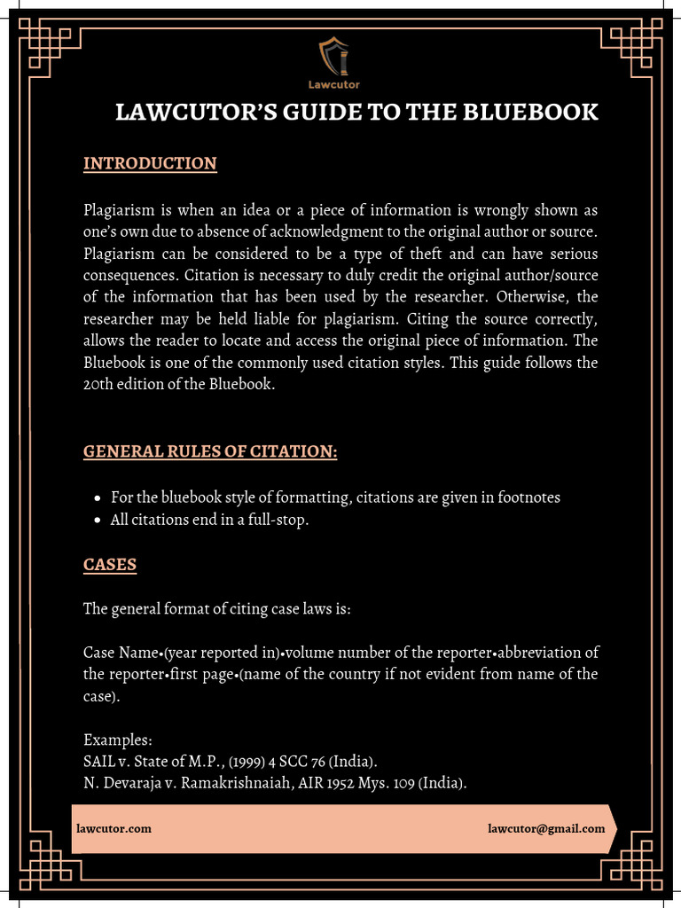 Lawcutor's Guide To The Bluebook | PDF