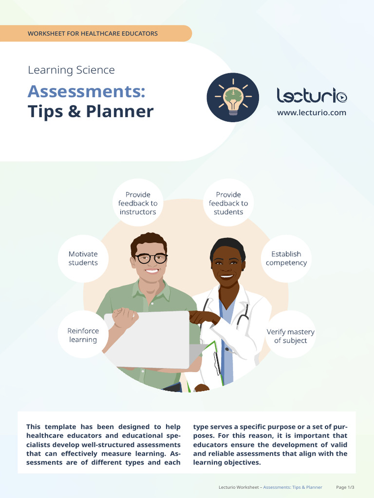 Lecturio - Assessments Tips and Planner - Worksheet - 07 24 | PDF ...