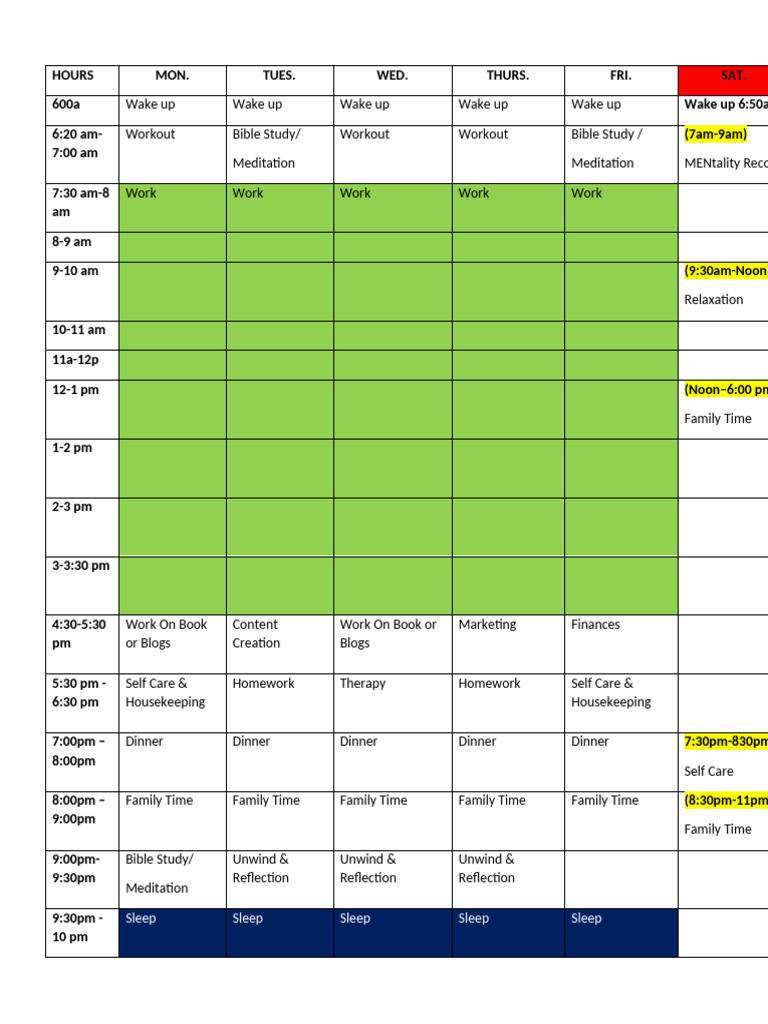 Copy of Weekly Schedule Final | PDF