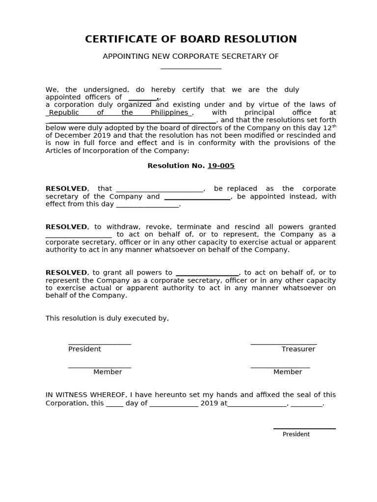 005 Board Resolution Upload | PDF