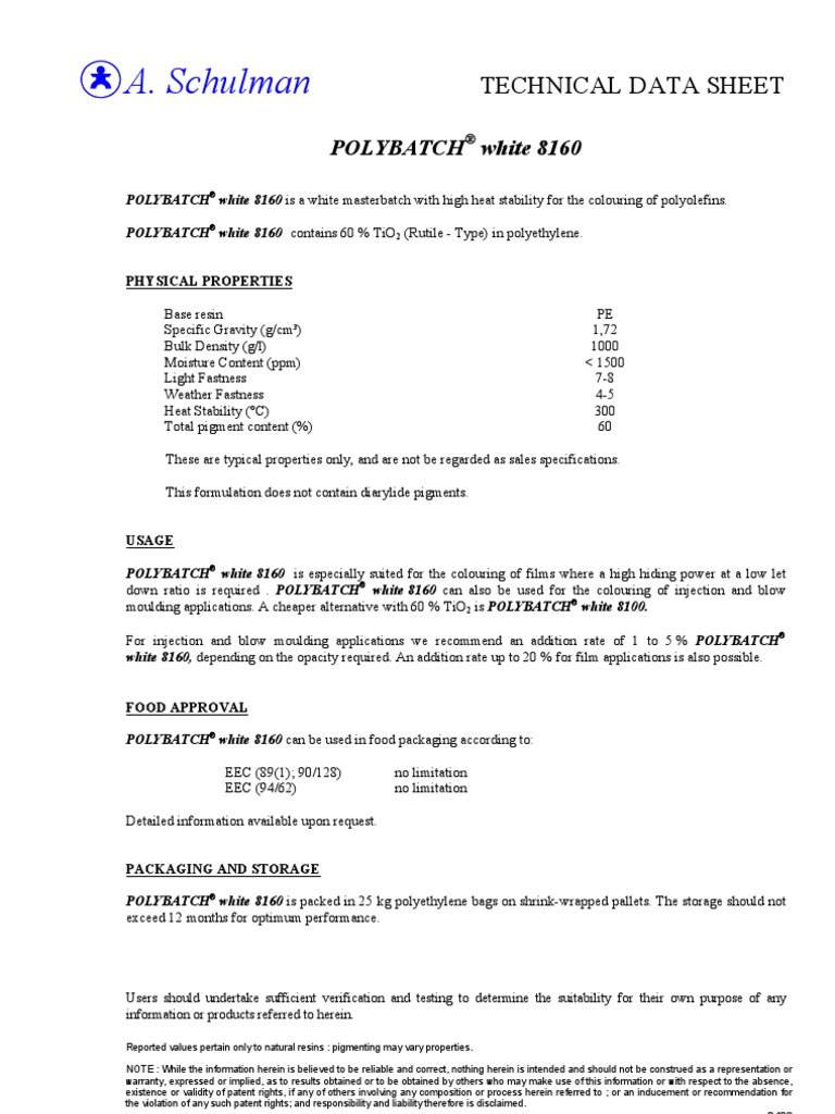 Polybatch 8160 | PDF | Titanium Dioxide | Polyethylene
