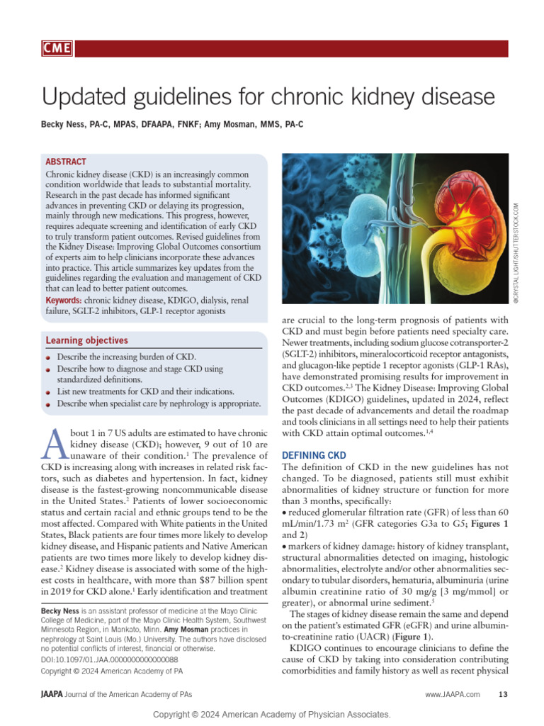 Updated guidelines for chronic kidney disease | PDF