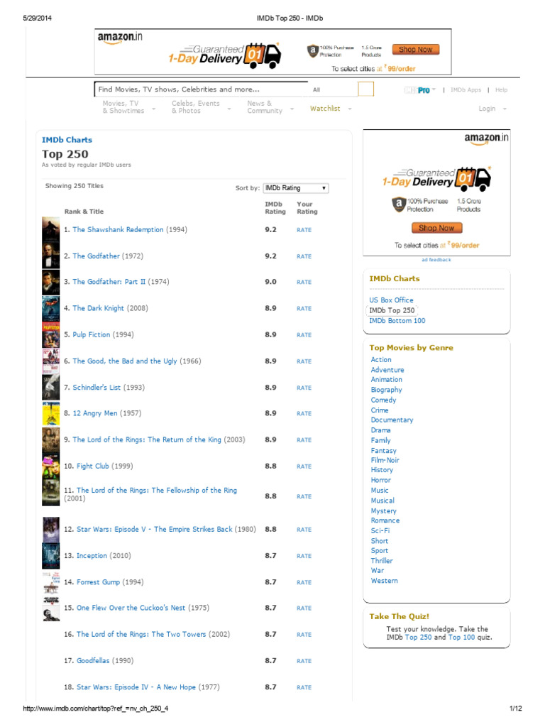 IMDb Top 250 - IMDb | PDF