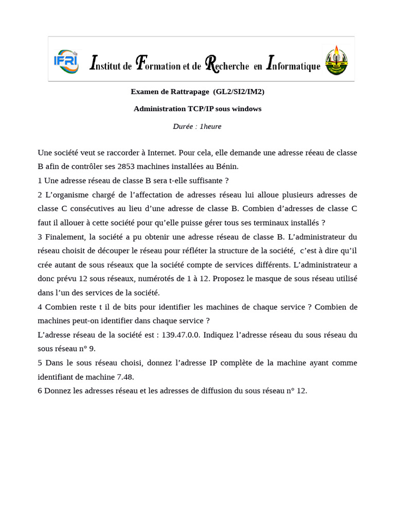 Devoir de Rattrapage Administraion Sous Windows | PDF