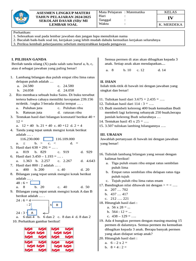 Format Lembar Soal MM | PDF