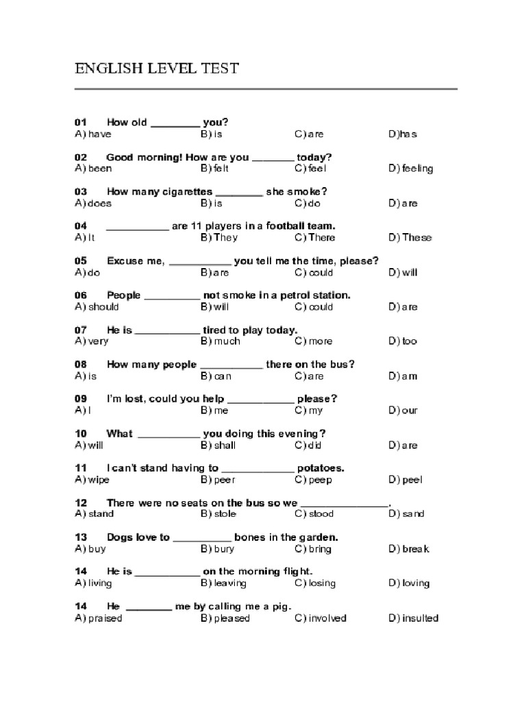 English Level Test | PDF