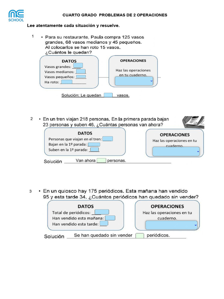 Problemas de 2 Operaciones | PDF