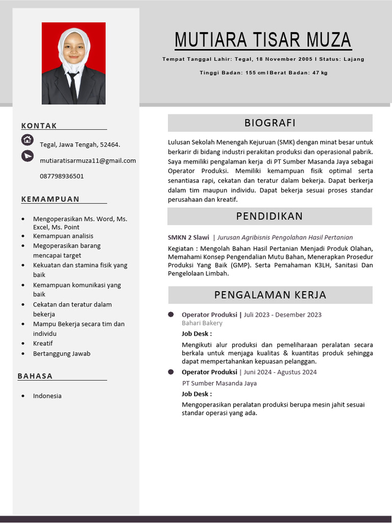CV Mutiara Tisar Muza | PDF