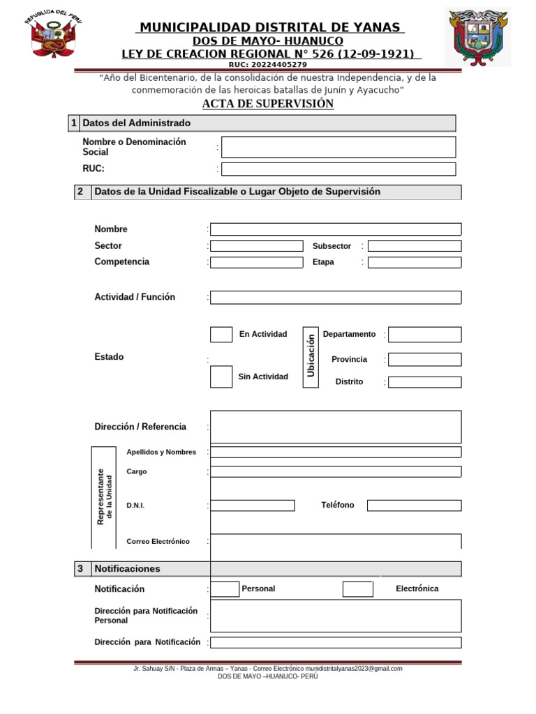 Acta de Supervision MDY | PDF