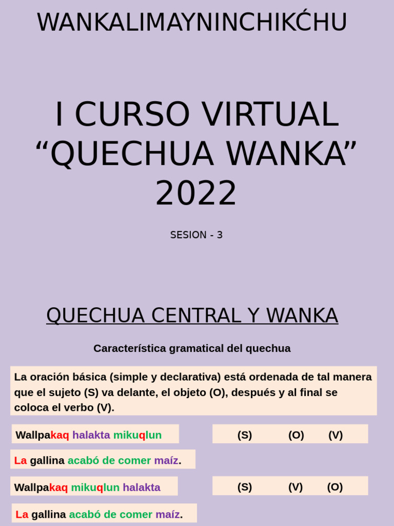 Sesion 3 Quechua Wanka 2022 | PDF