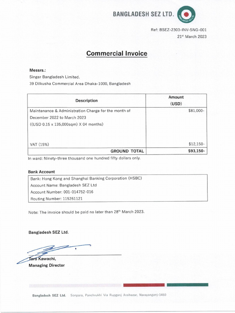 Singer Inv (Mac) 001 | PDF
