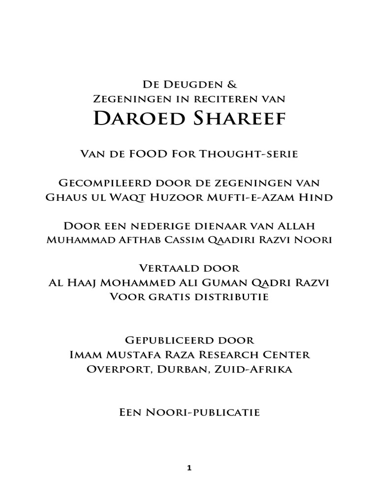 Durood Book in Dutch PDF | PDF