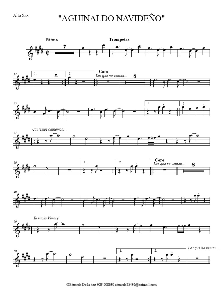 Aguinaldo Navideño - Alto Sax | PDF