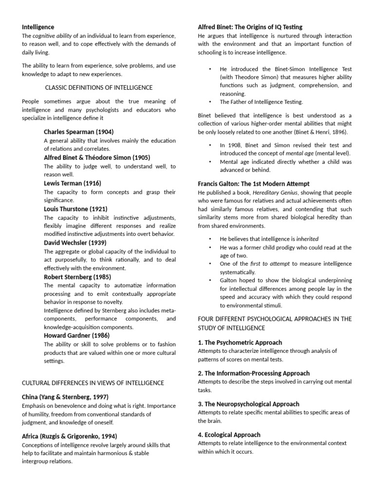 Intelligence HANDOUTS | PDF