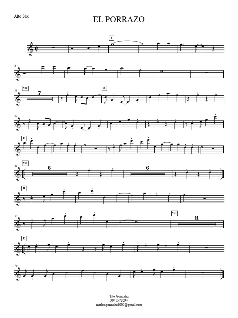 EL PORRAZO - Alto Sax | PDF