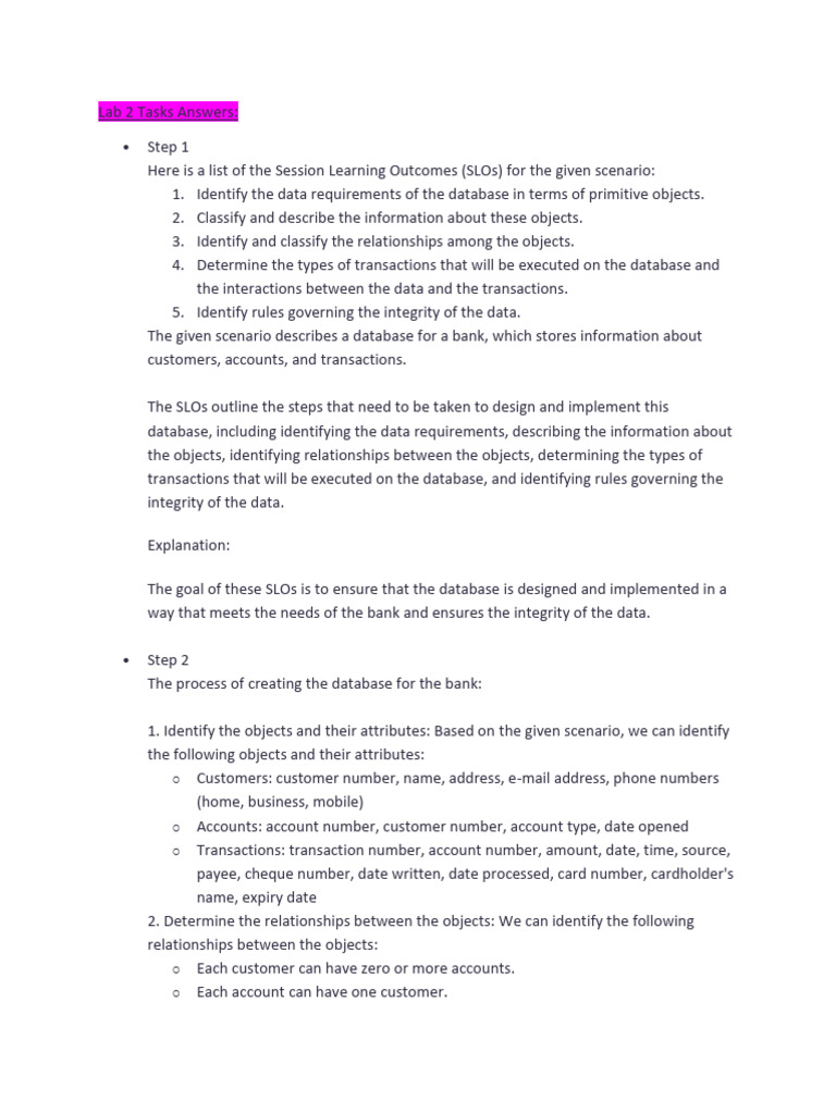 Database Lab Answers | PDF