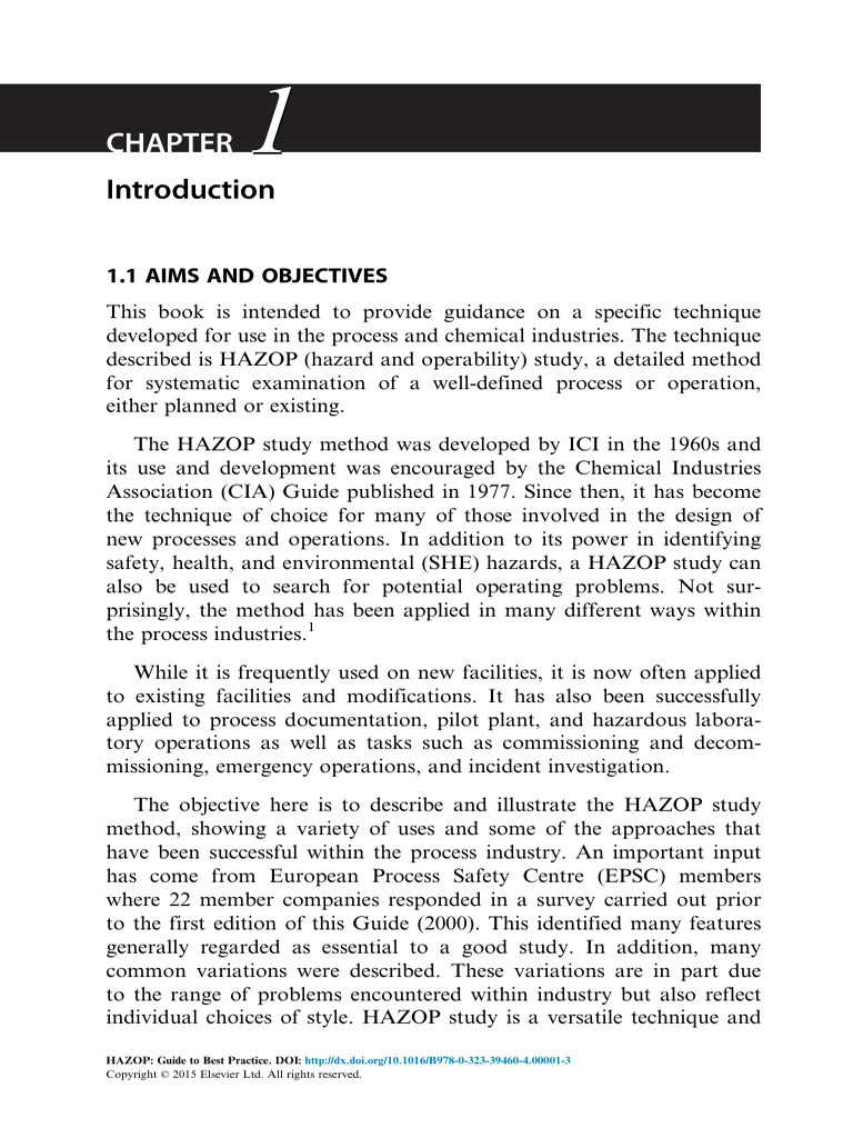 Chapter 1 - Introduction - 2015 - HAZOP Guide To Best Practice | PDF