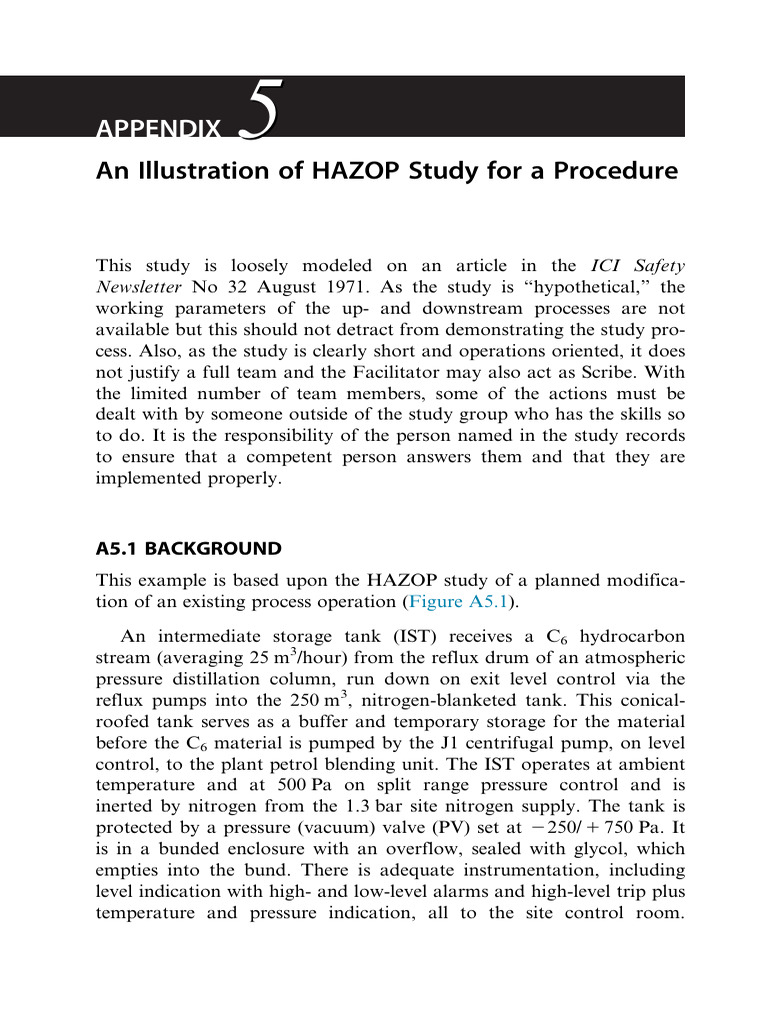 Appendix 5 - An Illustration of HAZOP Study For - 2015 - HAZOP Guide To Best PR | PDF