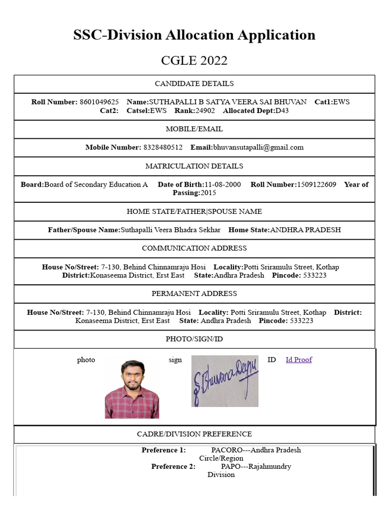 P43 Division Allocation Preference Form | PDF