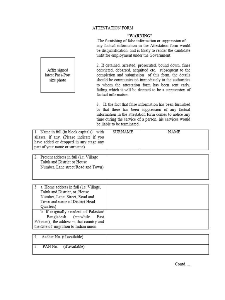 2 Attestation Form | PDF