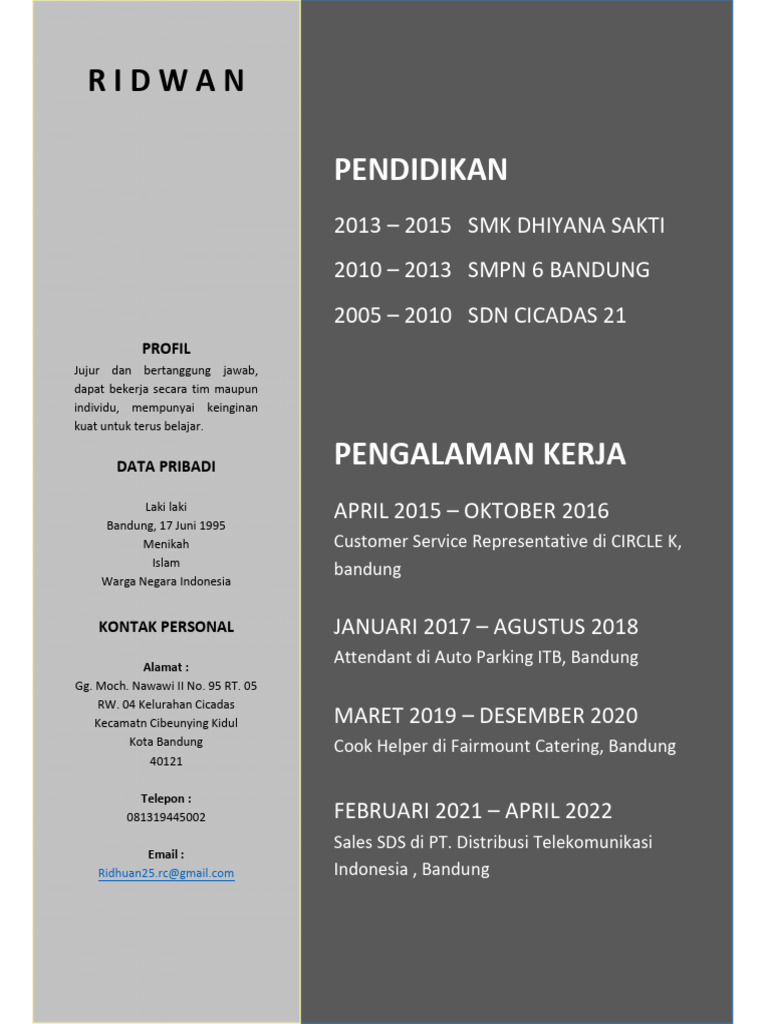 CV - Ridwan - 2023 - 110745 | PDF