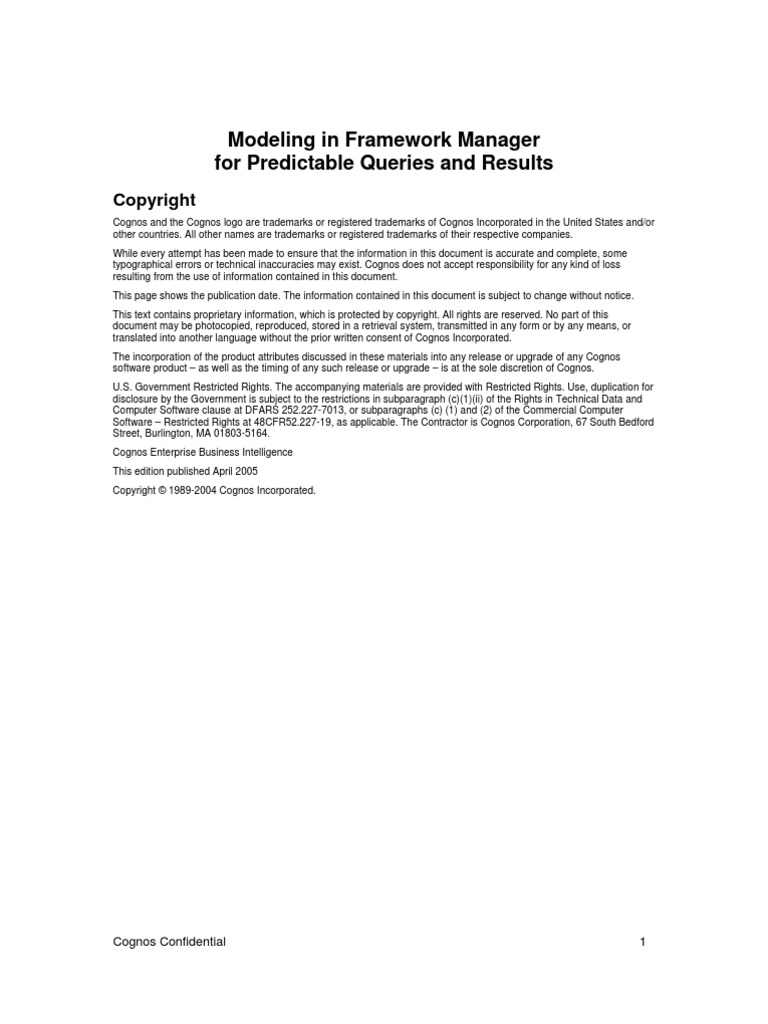 Modeling in Framework Manager Best Practices | PDF | Metadata ...