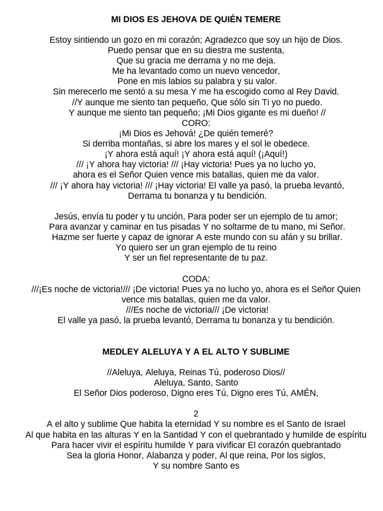 Mi Dios Es Jehova de Quién Temere | PDF