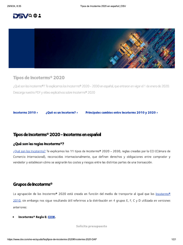Incoterms 2020 DSV Web | PDF