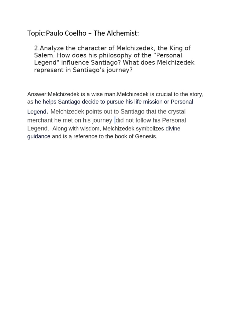 The Alchemist Q.A | PDF