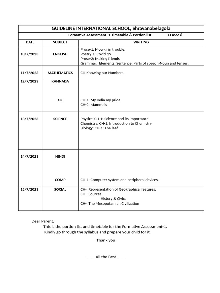 6th portion list | PDF
