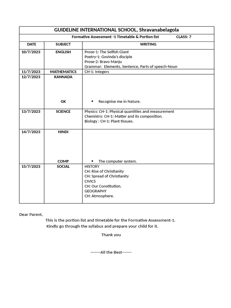 7th Portion List | PDF