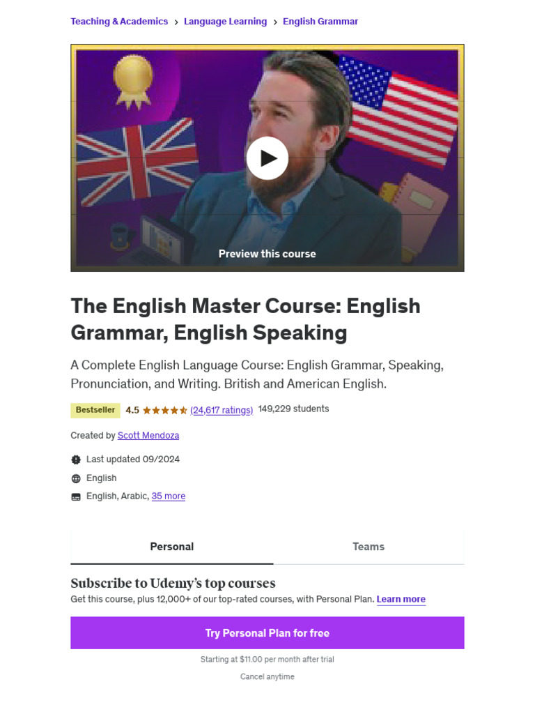 Learn English Grammar - Master English Course - Udemy | PDF