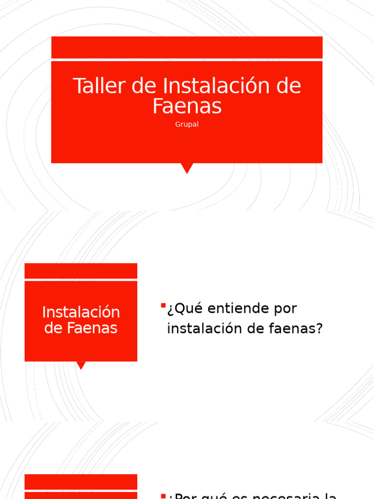 Clase 1 Taller de Instalación de Faenas | PDF