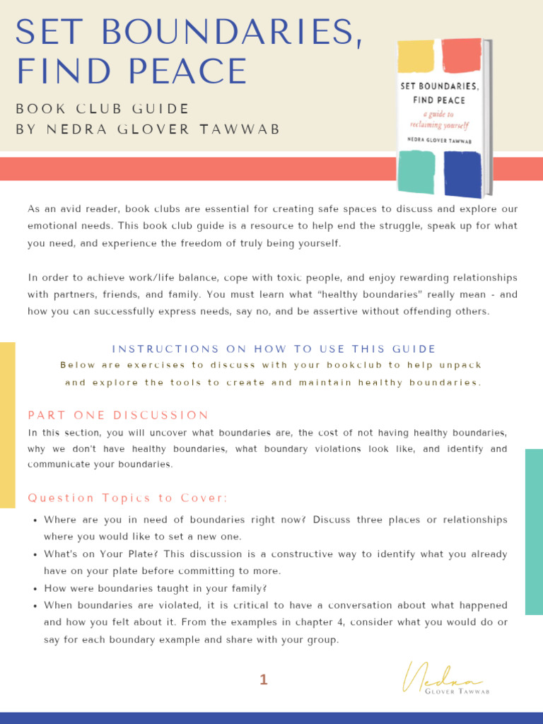 Set Boundaries, Find Peace Book Club Guide | PDF