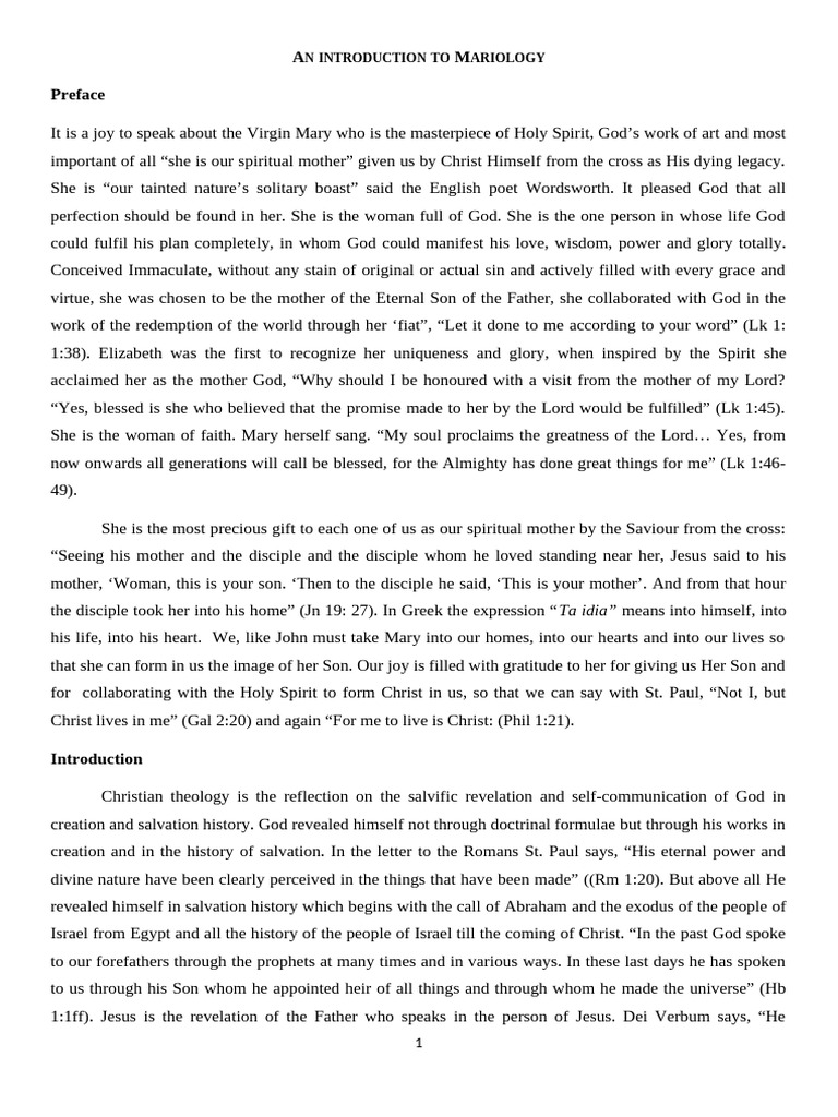 An Introduction To Mariology | PDF