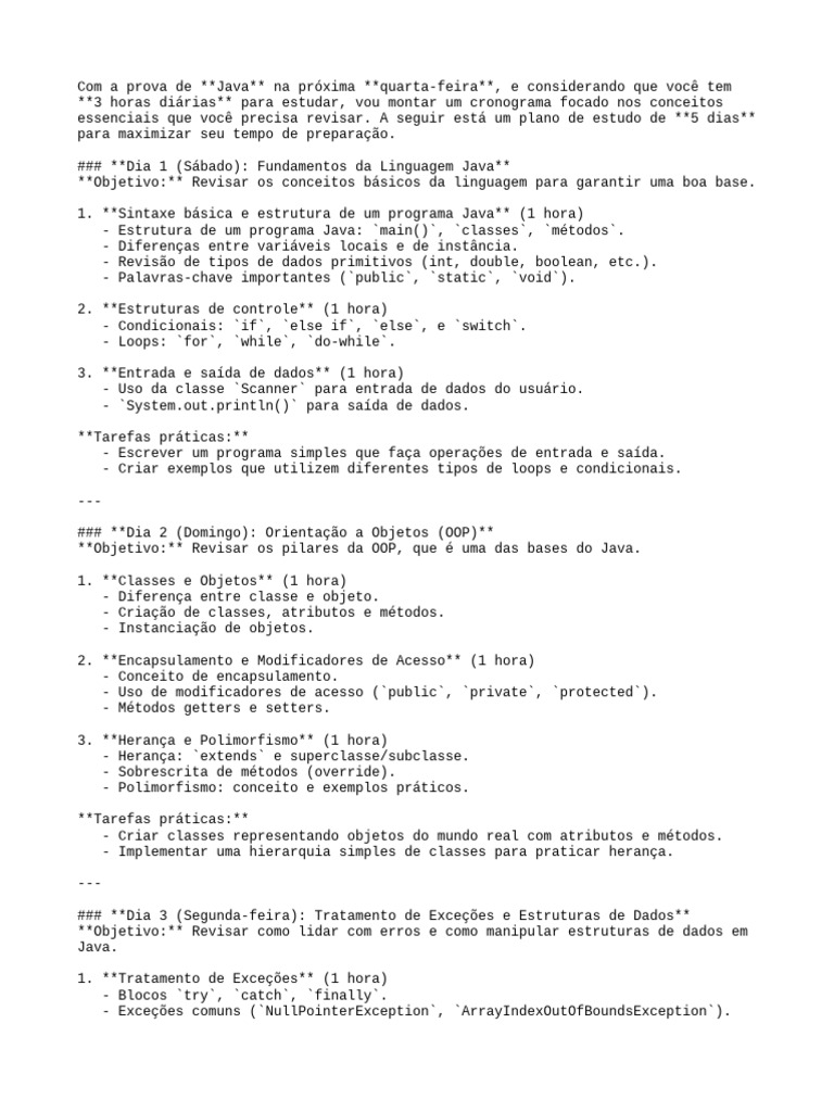 Estudo para A Prova de Java | PDF