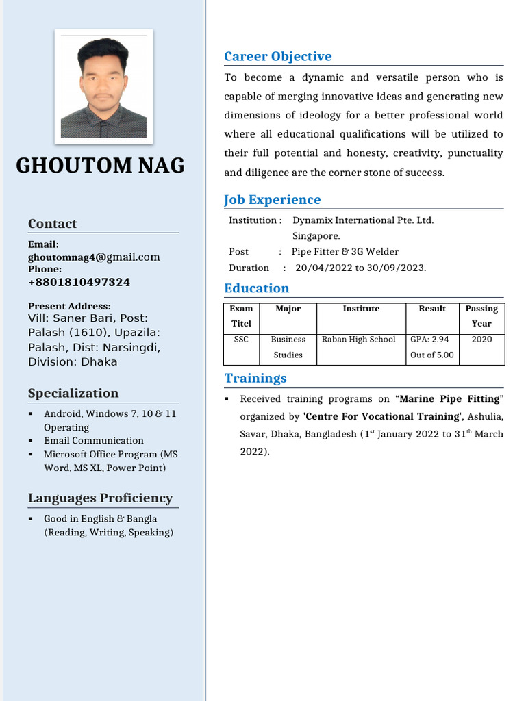 CV Ghoutom Nag | PDF