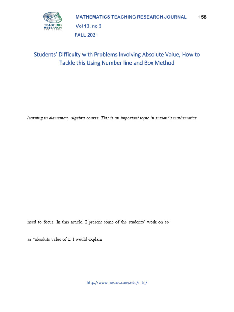 v13n3 Students Difficulty With Problems | PDF | Mathematics | Teaching ...