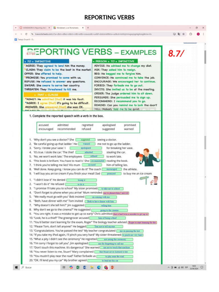 REPORTING VERBS | PDF