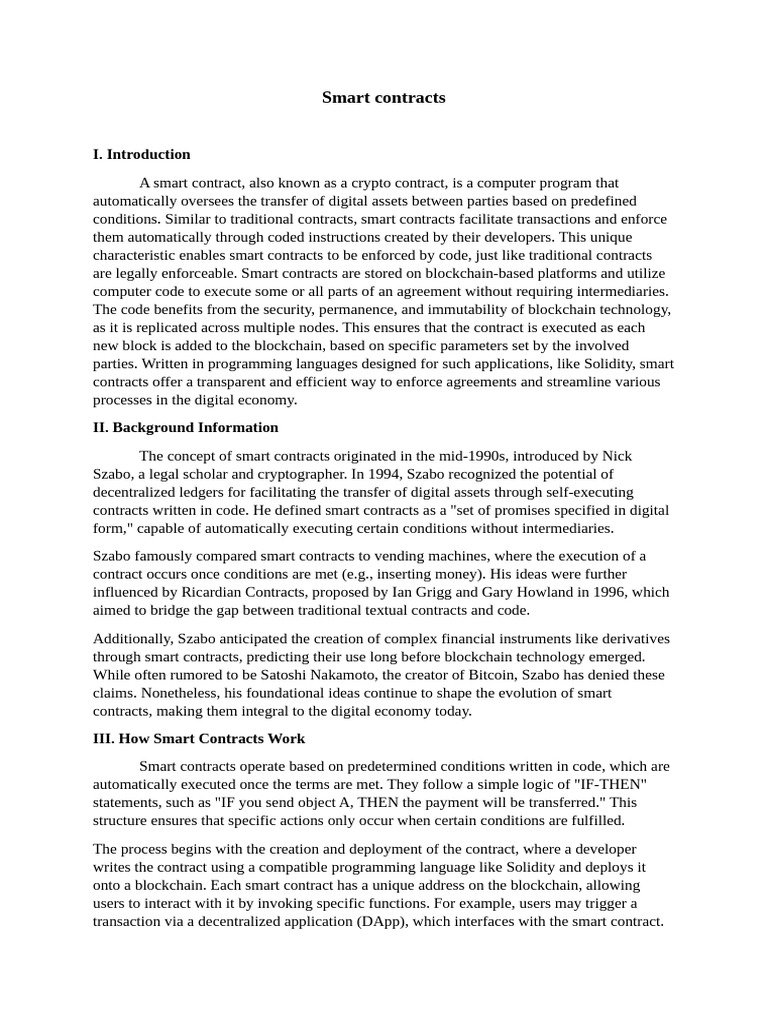 Essay - Smart Contracts | PDF