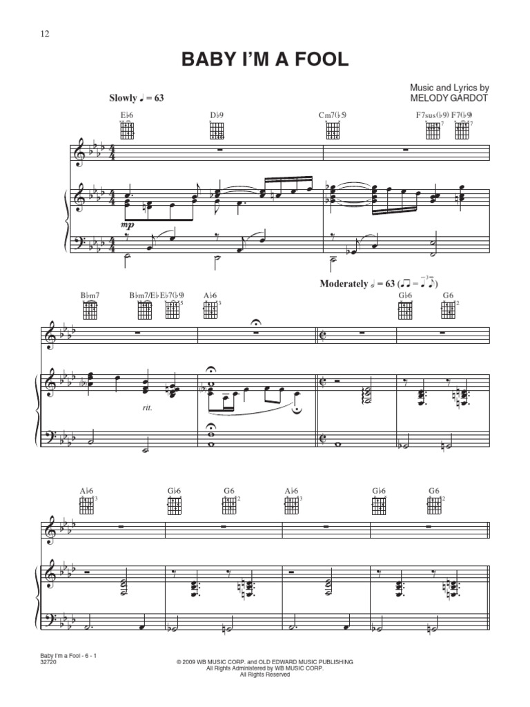Baby I'M A Fool: Slowly Œ 63 | PDF