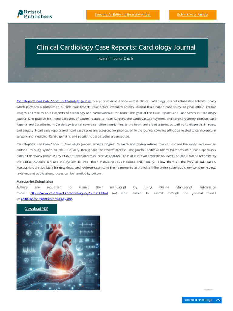 Clinical Cardiology Case Reports Cardiology Journal | PDF | Cardiology ...