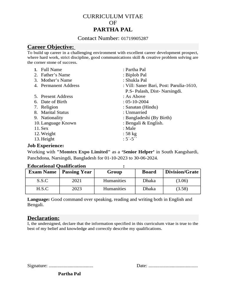 Bio - Partha Pal | PDF