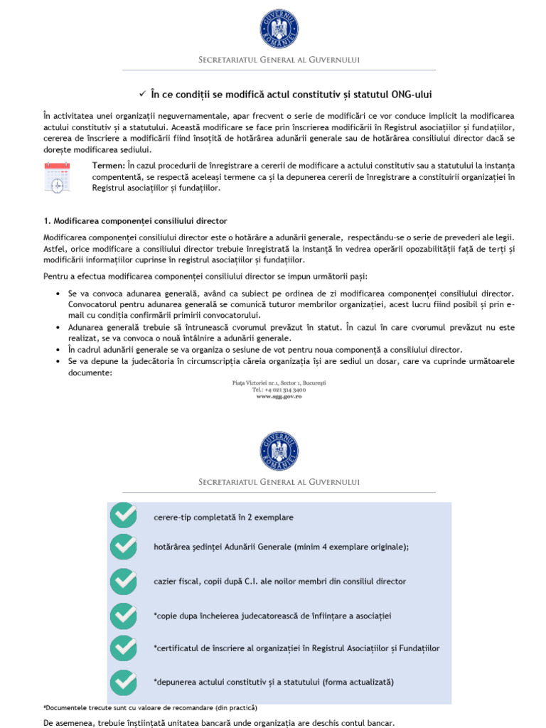 Modificare Act Constitutiv | PDF