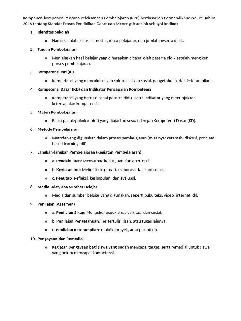 Komponen RPP | PDF