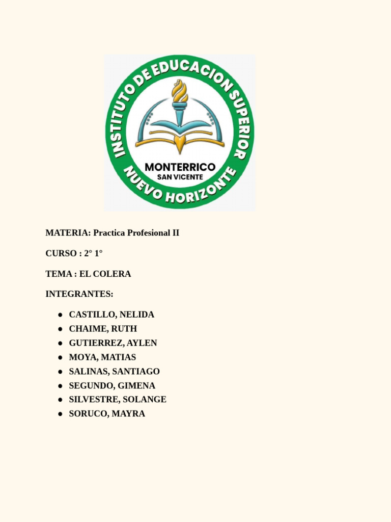 El Colera | PDF | Cólera | Diarrea
